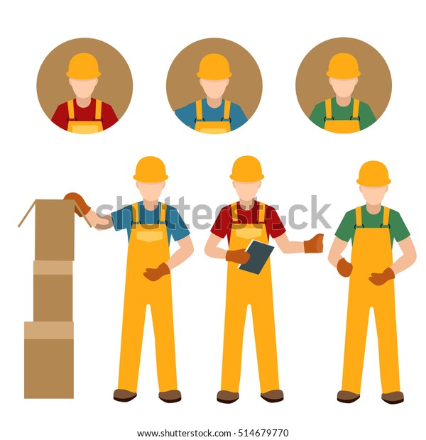 Factory People Uniform Boxes Working Man Stock Vector (Royalty Free ...