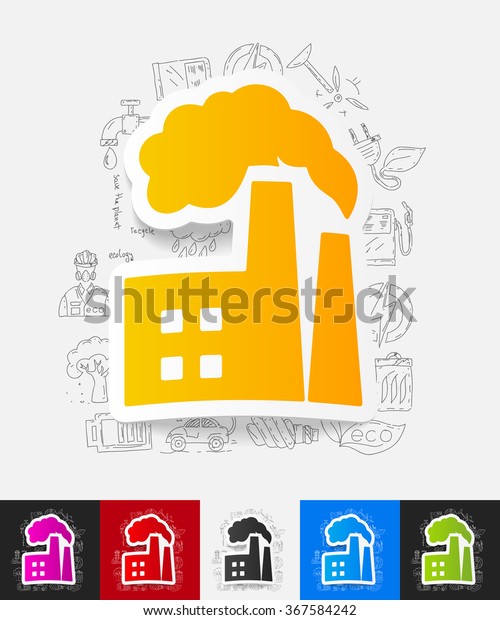 Factory Pipes Paper Sticker Hand Drawn Stock Vector (Royalty Free ...