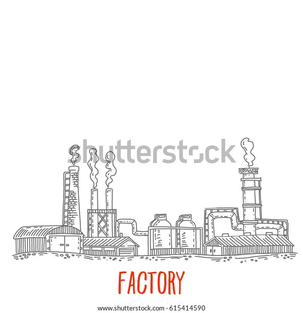 Factory Sketch Panorama Environmental Pollution Stock Vector (Royalty ...