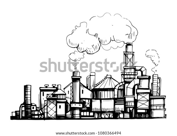 Factory Sketch Vector Illustration Isolated Stock Vector (Royalty Free ...