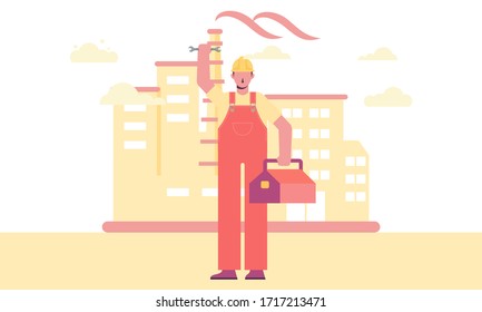 Factory Worker Flat Illustration Icon Vector Stock Vector (Royalty Free ...