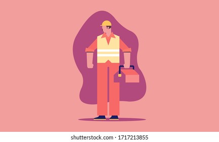 Factory Worker Flat Illustration Icon Vector Stock Vector (Royalty Free ...