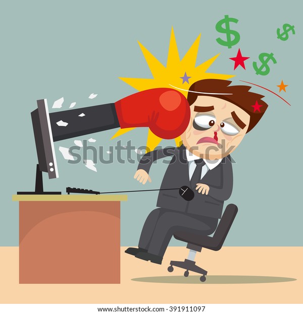 Failed Businessman Money Computer Punching By Stock Vector (Royalty ...