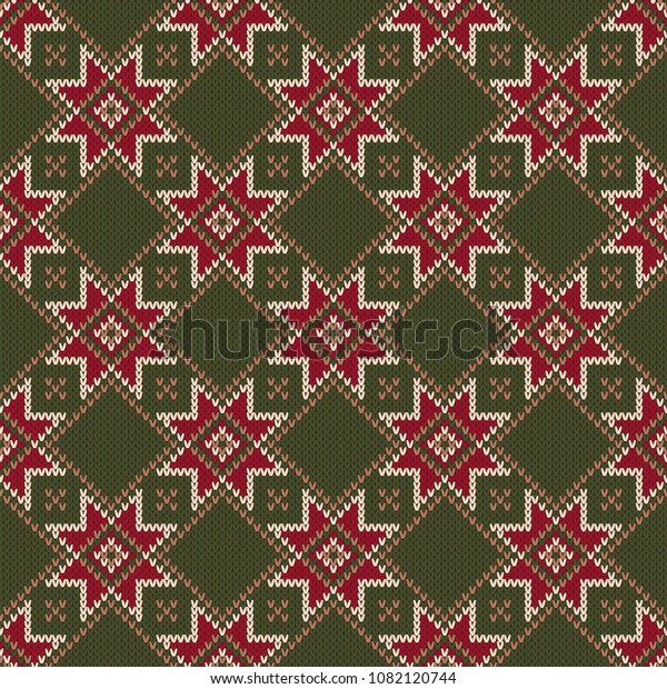 Fair Isle Style Seamless Knit Pattern: vector de stock (libre de ...