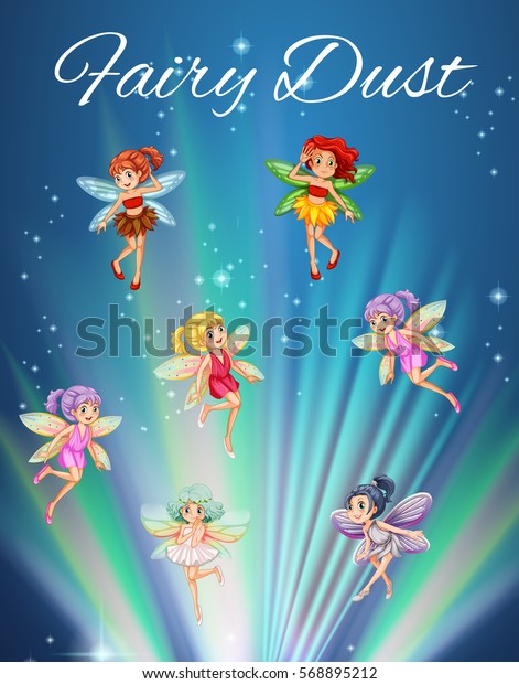 Fairies Flying Bright Light Background Illustration Stock Vector ...