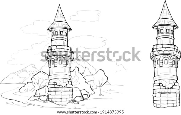 10.128 imagens de Castle line drawing Imagens, fotos stock e vetores ...
