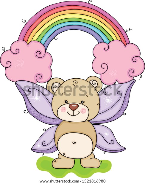 Fairy Teddy Bear Rainbow Stock Vector (Royalty Free) 1521816980
