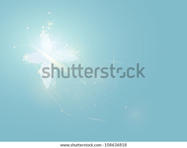 Fairy White Butterfly Blue Magic Background: vector de stock (libre de ...