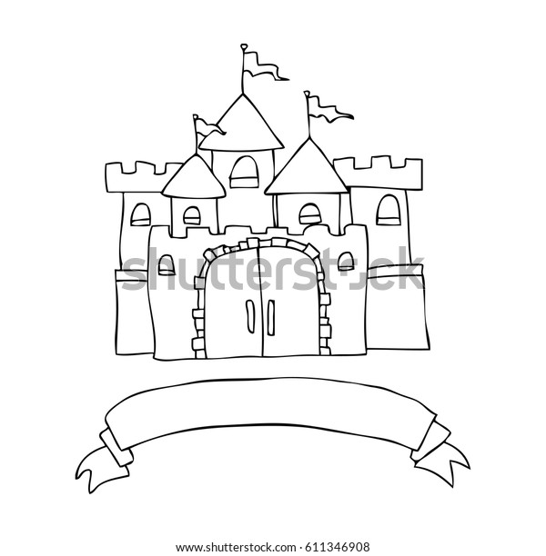 Fairytale Castle Doodle Stock Vector (Royalty Free) 611346908