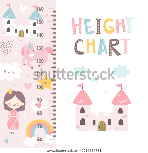 Fairytale Height Chart Fantasy Pink Ruler Stock Vector (Royalty Free ...