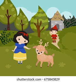 Fairytale Landscape Beautiful Princess Vector Illustration Stock Vector ...