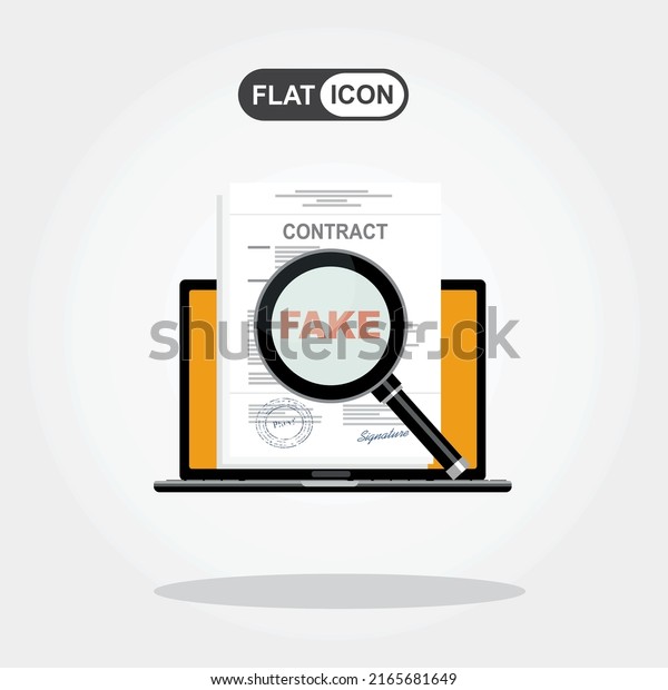 Fake Contract Magnifying Glass Vector Illustration: เวกเตอร์สต็อก (ปลอด ...