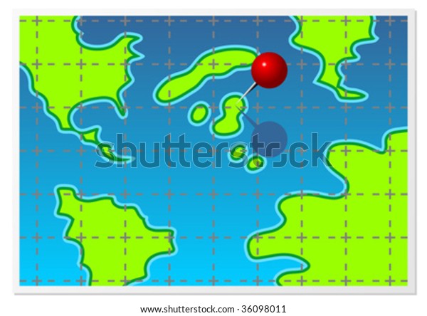 Fake Map Color Pin Isolated Over Stock Vector (Royalty Free) 36098011