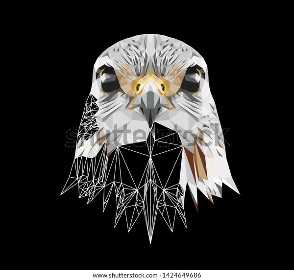 Falcon On Black Background Low Poly Stock Vector (Royalty Free ...