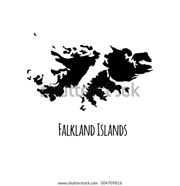 Falkland Islands Vector Black Outline Map: vector de stock (libre de ...