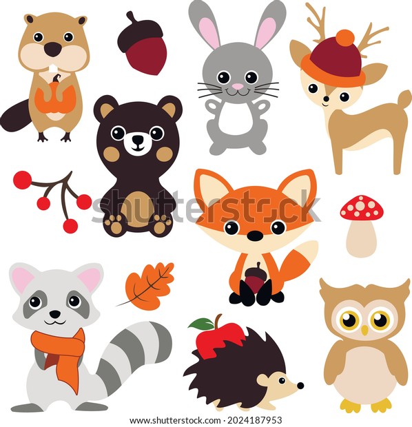 Fall Animals Svg Vector Illustration Isolated Stock Vector (Royalty ...