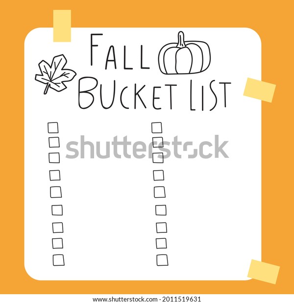 Fall Bucket List Illustration On Yellow Stock Vector (Royalty Free ...