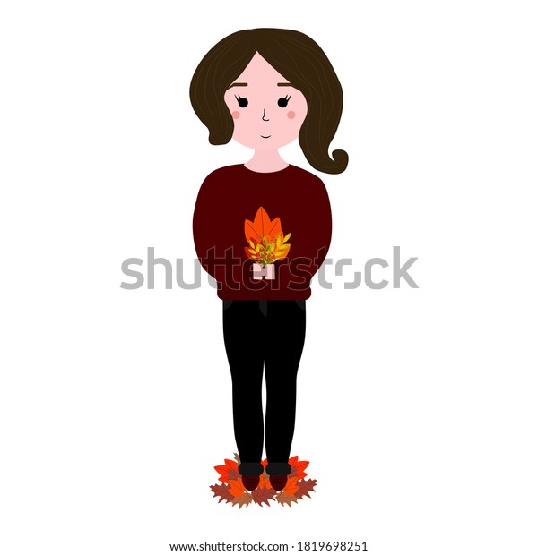Fall Character Girl Isolated Vector Illustration Stock Vector (Royalty ...