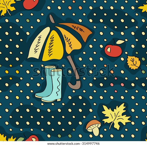 Fall Doodle Wallpaper Autumn Seamless Pattern Stock Vector (Royalty ...