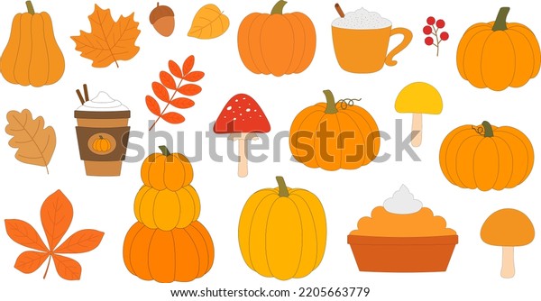 Fall Food Drink Vector Illustration Thanksgiving Stock Vector (Royalty ...