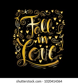 Fall Love Hand Lettering: vector de stock (libre de regalías ...