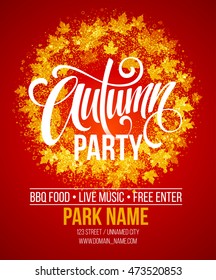 Fall Party Template Autumn Poster Banner Stock Vector (Royalty Free ...