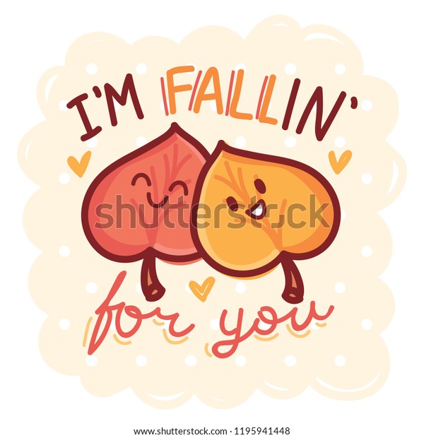 Fall Pun Illustration Cute Character Lettering Stock Vector (Royalty ...