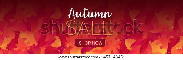 Fall Season Banner Header Background Red Stock Vector (Royalty Free ...