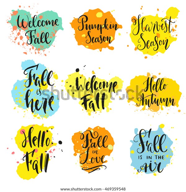 Fall Theme Sayings Modern Calligraphy Style Stock Vector (Royalty Free ...