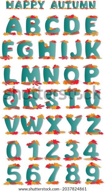 Fall Vector Alphabet Letters Numbers Flat Stock Vector (Royalty Free ...