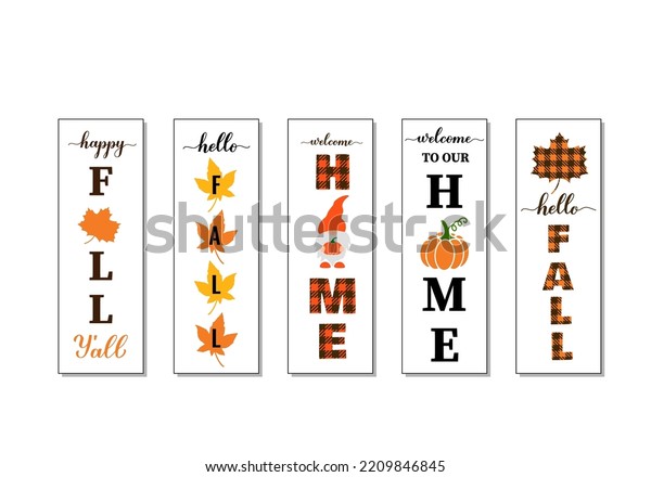 Fall Vertical Signs Set Thanksgiving Fall Stock Vector (Royalty Free ...