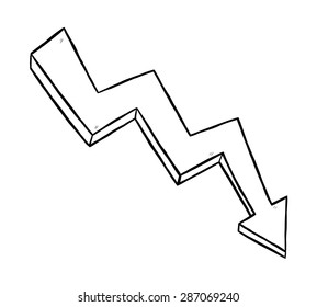 Falling Arrow Cartoon Vector Illustration Black: vetor stock (livre de ...