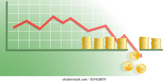 Falling Chart Gold Coins Chart Hit Stock Vector (Royalty Free ...
