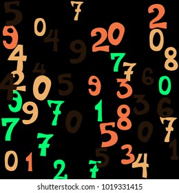 Falling Colorful Numbers On Black Background Stock Vector (Royalty Free ...