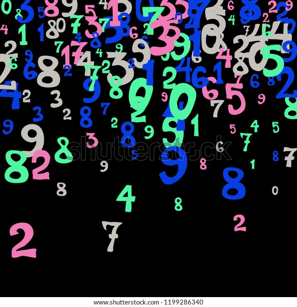 Falling Colorful Numbers On Black Background Stock Vector (Royalty Free ...