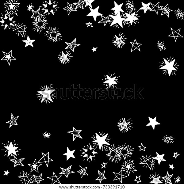 Falling Doodle Stars Simple Black White Stock Vector (Royalty Free ...