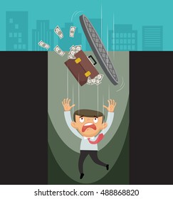 Falling Down Businesswoman Briefcase Full Money Stock Vector (Royalty ...