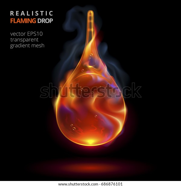 Falling Drop Fire On Black Background Stock Vector (Royalty Free) 686876101