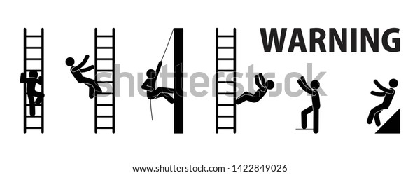 Falling Ladder Warning Sign Character Set Stock Vector (Royalty Free ...
