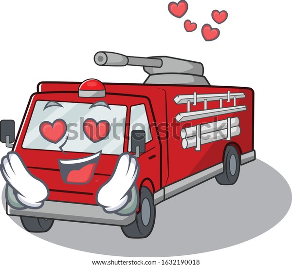 Falling Love Cute Fire Truck Cartoon Stock Vector (Royalty Free ...