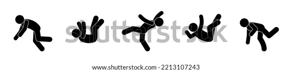 Falling Man Icon Stick Figure People Stock Vector (Royalty Free ...