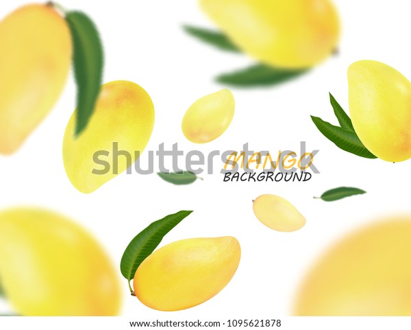 Falling Mangoes Fruit Isolated On White Stock Vector (Royalty Free ...