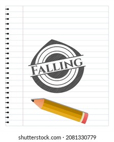 Falling Pencil Emblem Vector Illustration Detailed Stock Vector ...