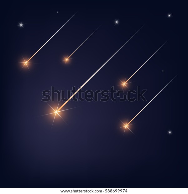 Falling Stars On Black Sky Shooting Stock Vector (Royalty Free) 588699974