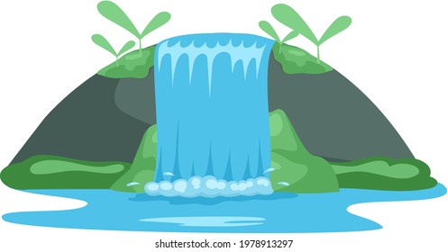 Falling Water River Waterfall Falls Cliff Stock Vector (Royalty Free ...