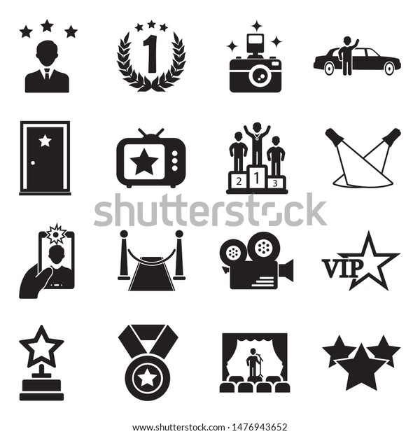 Fame Icons Black Flat Design Vector Stock Vector (Royalty Free ...