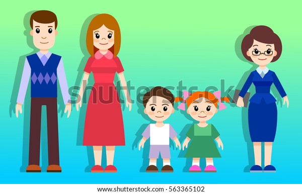 Family Characters Animation Stock Vector (Royalty Free) 563365102 ...