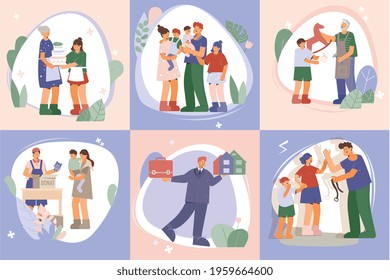 Family Composition Design Concept Set Square Stock Vector (Royalty Free ...