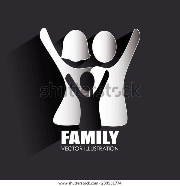 Family Design Over Black Backgroundvector Illustration Stock Vector ...