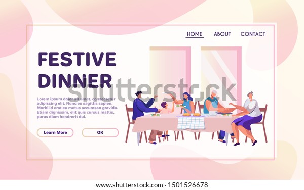 Family Dinner Flat Banner Vector Template Stock Vector (Royalty Free ...